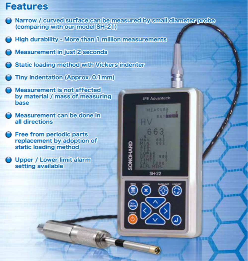 Máy đo độ cứng siêu âm JFE Advantech Sonohard SH-22-E1 Ultrasonic ...